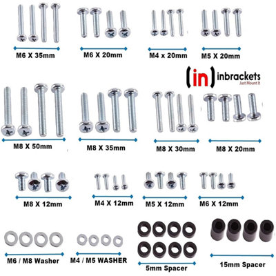 Universal Vesa Screw Bolt Washer Spacer Spares Pack Kit for TV Bracket ...