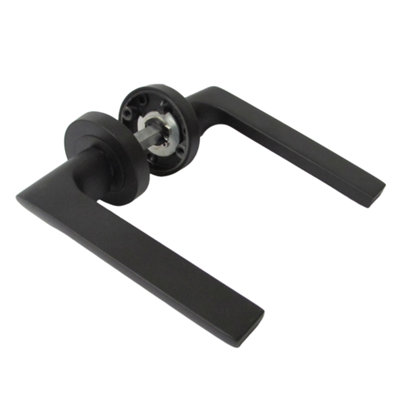 UNO-2 Door Handle Modern Matt Black Lever on Rose Internal Latch ...