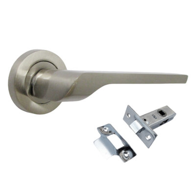 UNO-2 Door Handle Modern Satin Nickel Lever on Rose Internal Doors ...