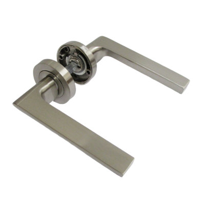 UNO-2 Door Handle Modern Satin Nickel Lever on Rose Internal Doors ...
