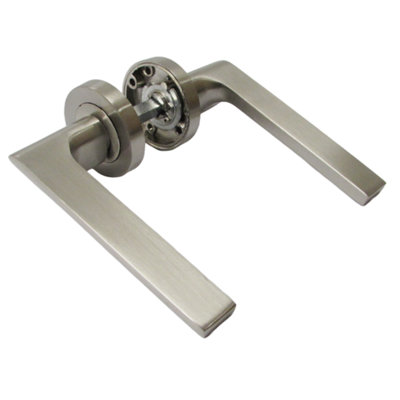 UNO-2 Door Handle Modern Satin Nickel Lever on Rose Internal Latch ...
