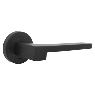 UNO-3 Door Handle Modern Matt Black Lever on Rose Internal Doors ...