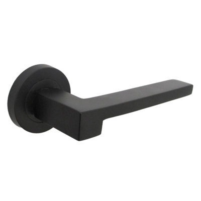 UNO-3 Door Handle Modern Matt Black Lever on Rose Internal Latch ...