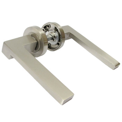 UNO-3 Door Handle Modern Satin Nickel Lever on Rose Internal Doors ...