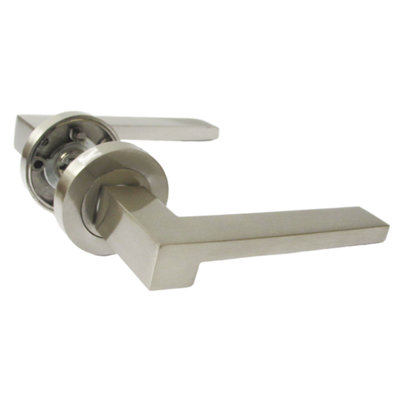 UNO-3 Door Handle Modern Satin Nickel Lever on Rose Internal Doors ...