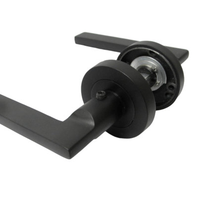 UNO Door Handle Modern Matt Black Lever on Rose Internal Latch Internal ...