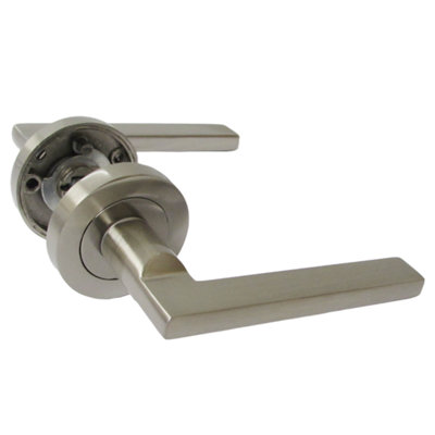 UNO Door Handle Modern Satin Nickel Lever on Rose Internal Doors ...