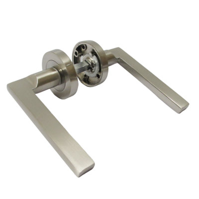 UNO Door Handle Modern Satin Nickel Lever on Rose Internal Latch Doors ...
