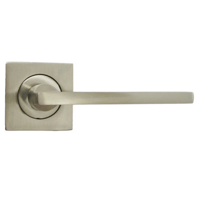 UNO Door Handle Satin Nickel Modern Lever on Square Rose Internal Latch ...