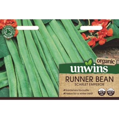 Unwins Vegetable Seeds Runner Bean Scarlet Emperor Organic
