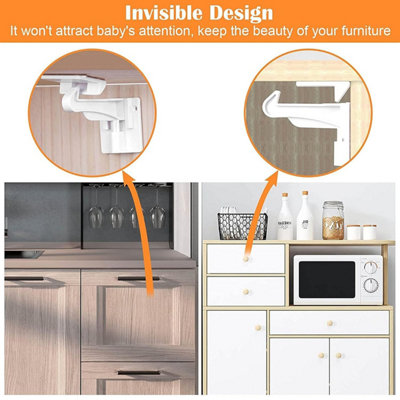Upgraded Invisible Baby Proofing Cabinet Latch Locks Children Proof ...
