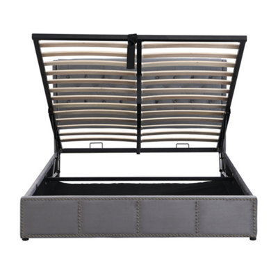 Upholstered Bed Double Bed 4ft6 135x190 cm Hydraulic Lever Storage Bed ...
