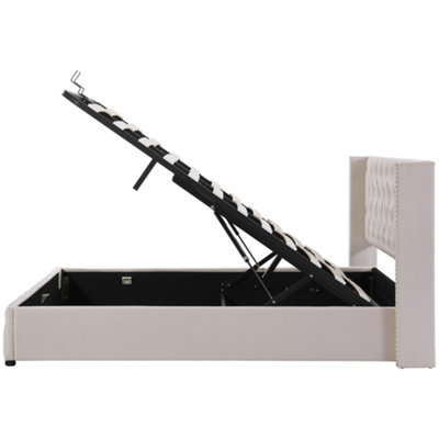 Upholstered Bed, with Hydraulic Lever, Functional Bed from Storage ...
