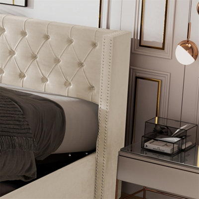 Upholstered Bed, with Hydraulic Lever, Functional Bed from Storage ...