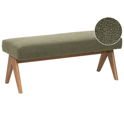 Upholstered Bench TAMRE Boucle Green/ Dark Brown