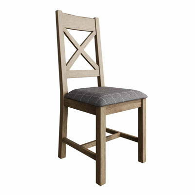 Upholstered Cross Back Dining Chair - Pine/MDF/Wool - L44.5 x W52 x ...