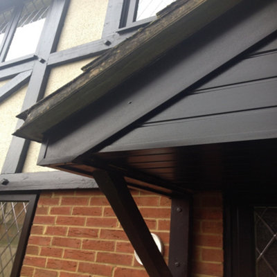 Upvc Flat Plastic Soffit Board Black Ash,(L) 1m (W) 150mm