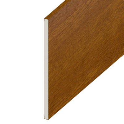 Upvc Flat Plastic Soffit Board Golden Oak,(L) 2m (W) 100mm