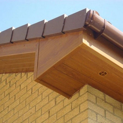 Upvc Flat Plastic Soffit Board Golden Oak,(L) 2m (W) 150mm