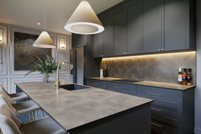 Urban Concrete 1000mm x 610mm x 12mm Compact Laminate Worktop Modern ...