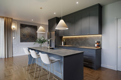 Urban Concrete 2000mm x 610mm x 12mm Compact Laminate Worktop Modern ...