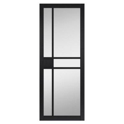 Urban Industrial City Black Clear Glass Internal Door | DIY at B&Q