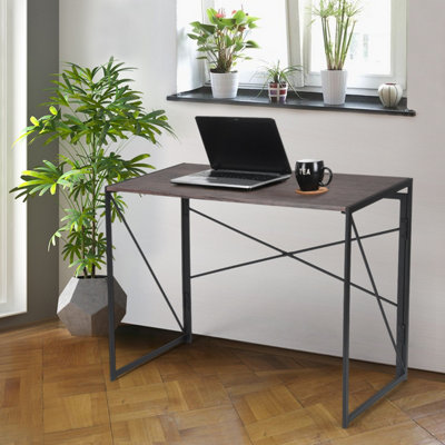 URBAN MEUBLE Folding Desk with Black Metal Frame