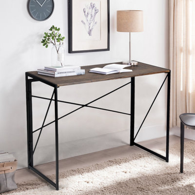 URBAN MEUBLE Folding Desk with Black Metal Frame