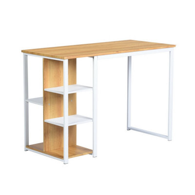 URBAN MEUBLE Oak Effect Desk with 5 Shelves and White Frame