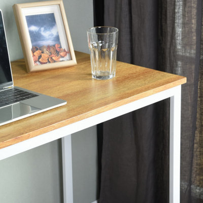 URBAN MEUBLE Oak Effect Desk with 5 Shelves and White Frame