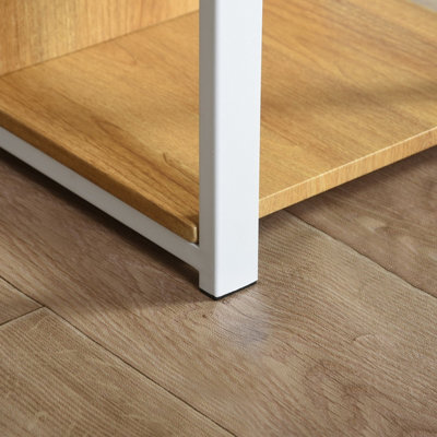 URBAN MEUBLE Oak Effect Desk with 5 Shelves and White Frame