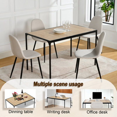 URBAN MEUBLE Scandinavian Oak Dining Table with Black Metal Frame
