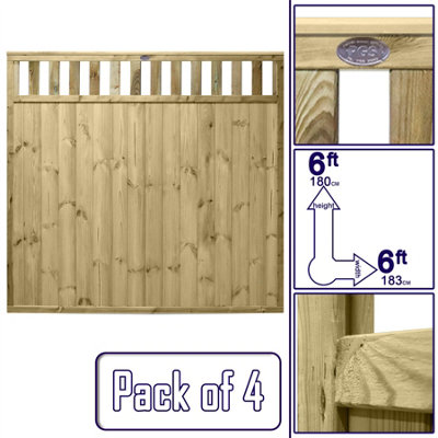 URBAN Range Tongue & Groove Fence Panel (Pack of 4) Width: 6ft x Height ...