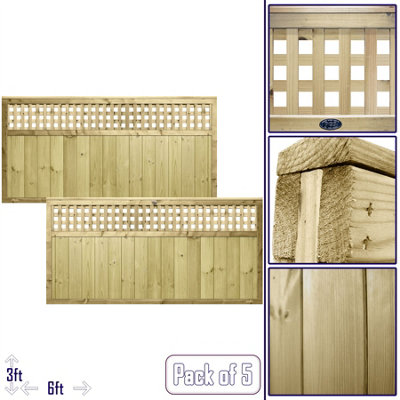 URBAN Range Tongue & Groove Fence Panel (Pack of 5) Width: 6ft x Height ...