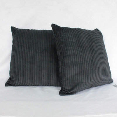 Urban Textures Pack of 2 Jumbo Corduroy Cushion Covers 20 x 20 Inches Black