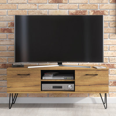 Urban TV Unit 120cm Harpin Loft & Industrial Dark Oak & Black ...