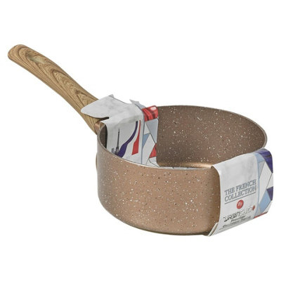 URBN CHEF 16cm Diameter Ceramic Rose Gold Induction Milk Pan Cookware ...