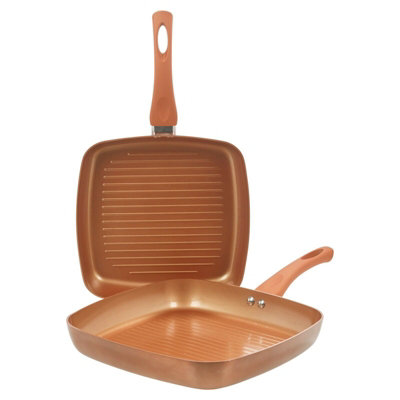 URBN-CHEF 2pcs Forged Aluminium Ceramic Coated Grill Grilling Griddle ...