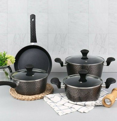 URBN-CHEF 4 Forged Aluminium Induction Cooking Pans Pots Frying Pan ...