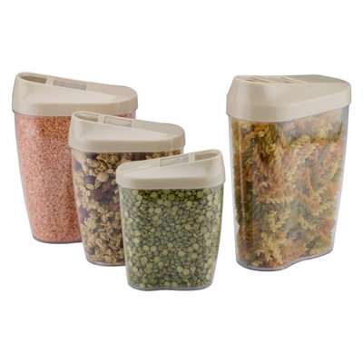 URBN CHEF 4pc Taupe Stacking Nested Food Storage Dispenser Containers ...