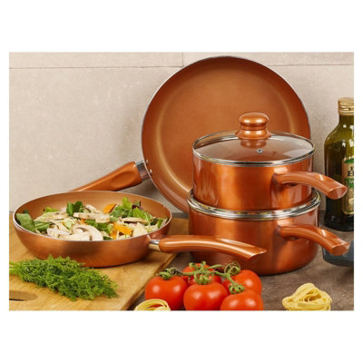 URBN-CHEF 4pcs Ceramic Copper Induction Frying Pans Pots Saucepans ...