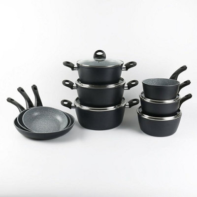 URBN-CHEF 9 Pcs Forged Aluminium Induction Cooking Saucepan Pots Frying ...