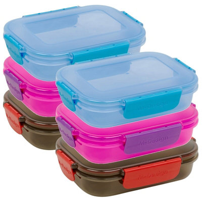URBN-CHEF Height 5cm Set of 6 Plastic 2 of each colour Lunch Box Food ...