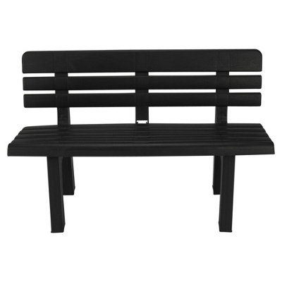 URBN GARDEN Anthracite 2 Seater Plastic Garden Bench Weather Resistant ...