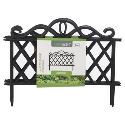 URBN GARDEN Height 34cm 5pc Black Decorative Garden Border Lattice ...