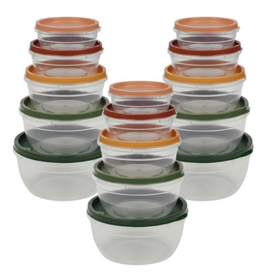 URBNCHEF 18cm Diameter 15 Pcs Round Plastic Food Storage Containers ...