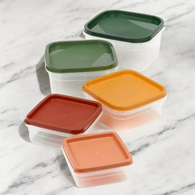 URBNCHEF 18cm Length 15 Pcs Square Plastic Food Storage Containers ...
