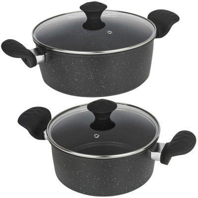 URBNCHEF 20cm Diameter 2Pcs Casserole Pots Set Carbon Steel Induction ...