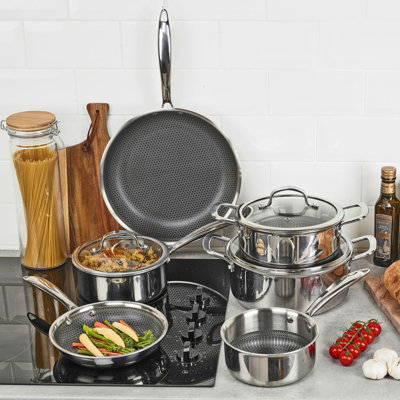 URBNCHEF 20cm Diameter 6Pcs Non Stick Stainless Steel Induction Frying ...