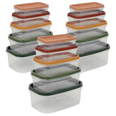 URBNCHEF 22cm Length 15 Pcs Rectangle Plastic Food Storage Containers ...